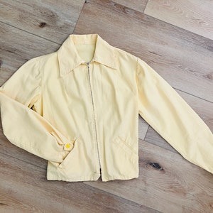 1950's Yellow Windbreaker Cotton Zip up Jacket With Pockets Classic 50 ...