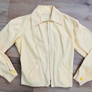 1950's Yellow Windbreaker Cotton Zip up Jacket With Pockets Classic 50 ...