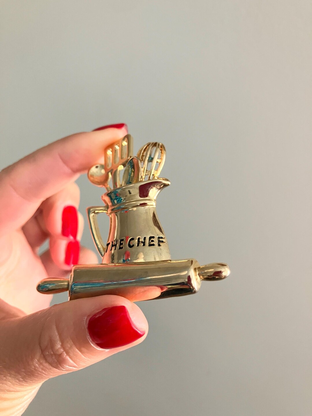 Vintage 'the Chef' Brooch 1980s Culinary Novelty Pin, Gold Tone Chef's ...