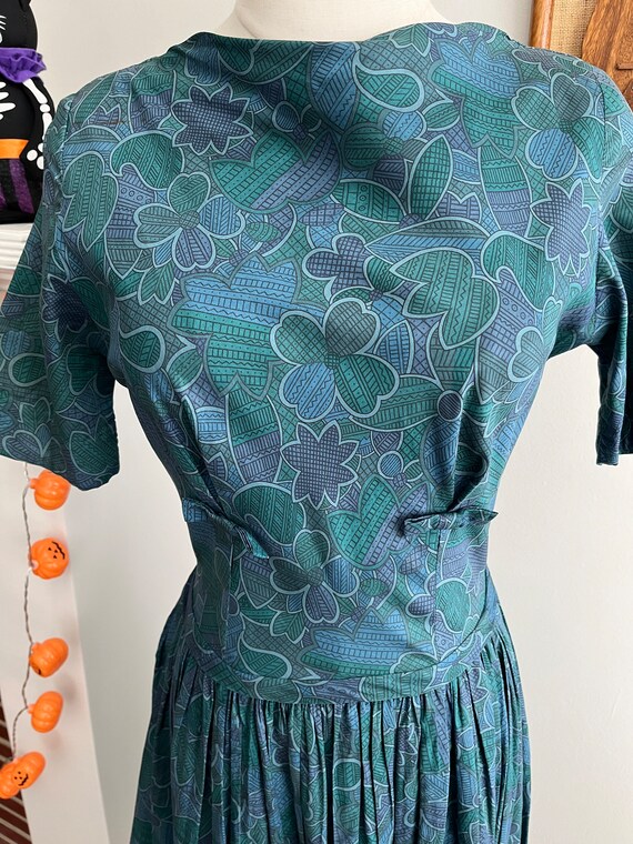 1950s 1960s Carol Rodgers-Blue and Green Four Leaf Cl… - Gem