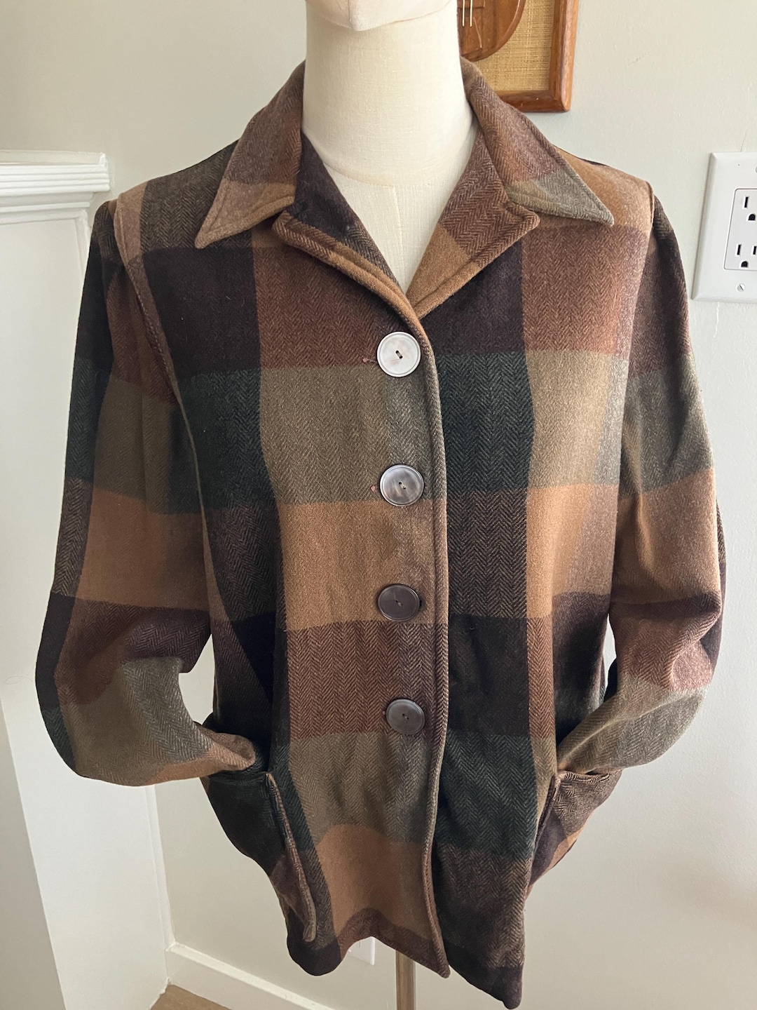Vintage 1949early 1950s Pendleton 49er Plaid Wool Jacket Womens M/L Vintage Pendleton 49er ...