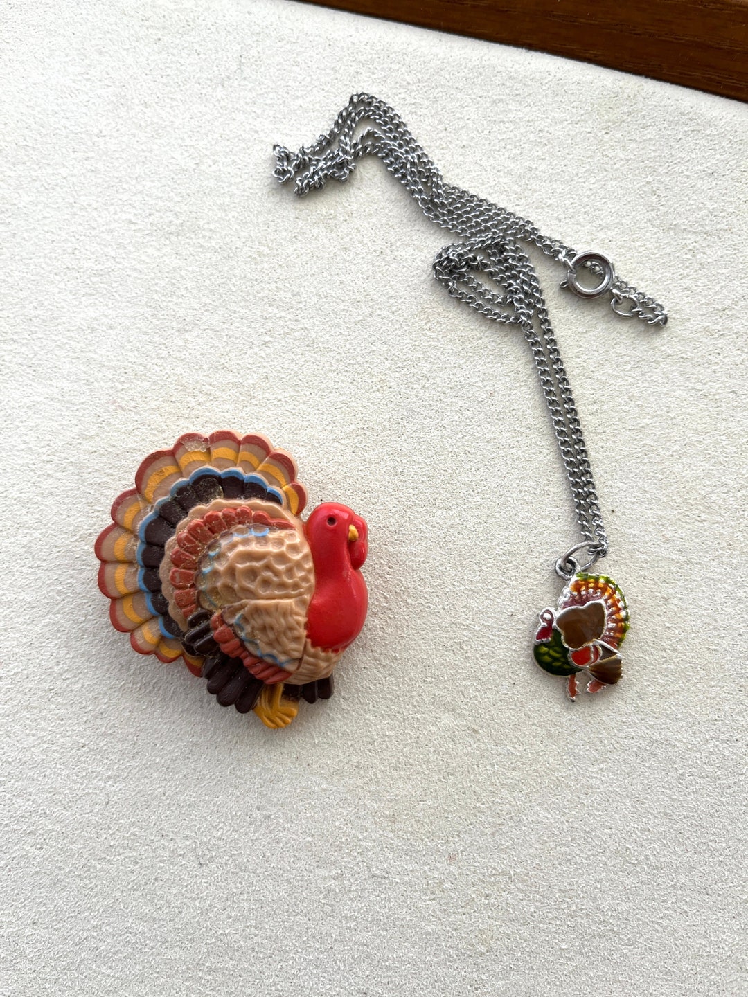 Vintage Thanksgiving Turkey Brooch and Necklace/novelty Brooch/novelty ...