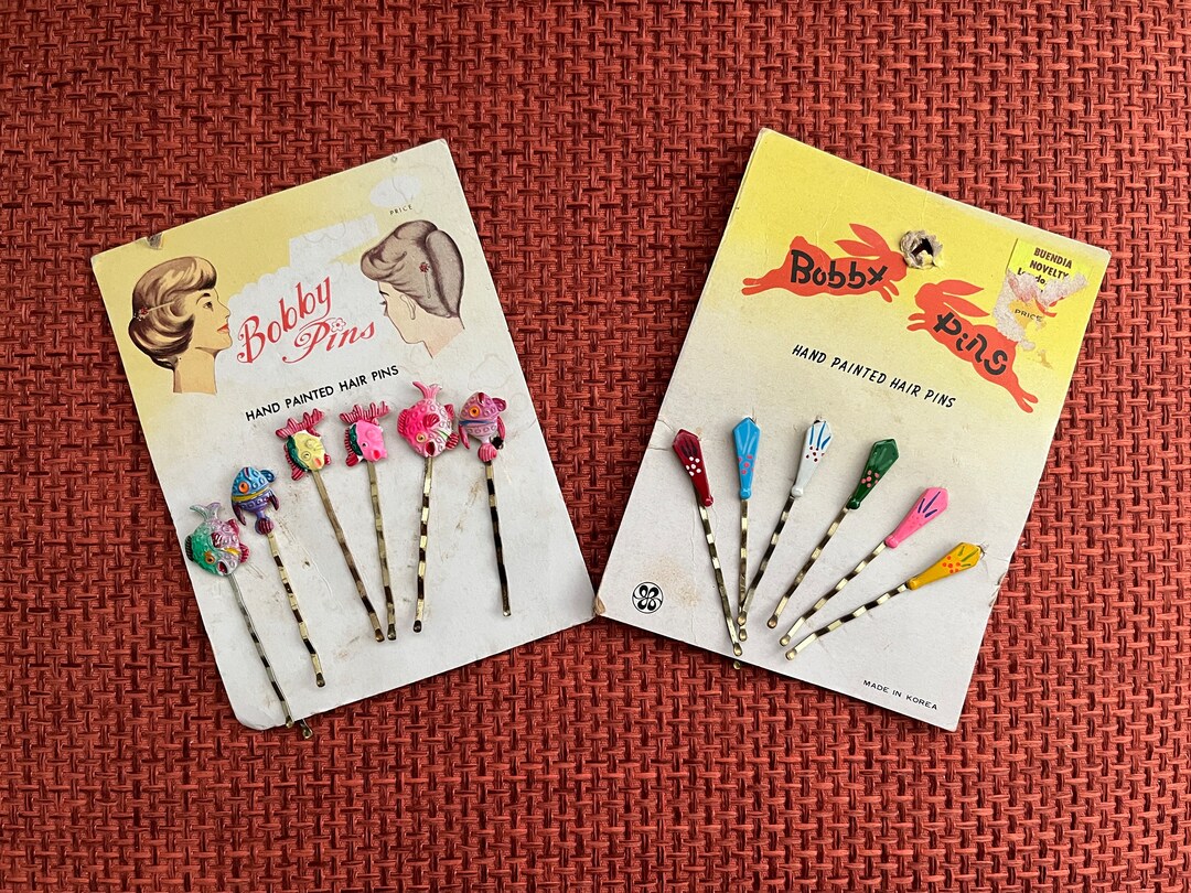 1950s Novelty Hand Painted Hair Pins / 1950s Bobby Pins / Vintage Bobby ...