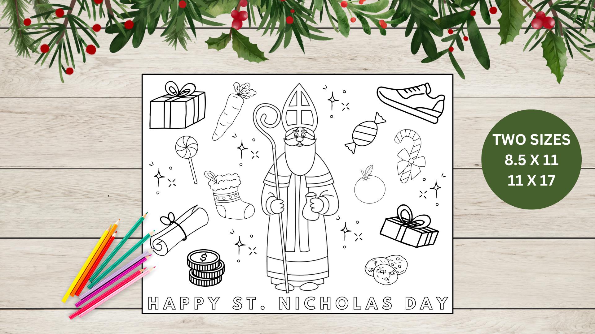 Saint Nicholas Day Coloring Page | Printable Holiday Activity (PDF) - Etsy