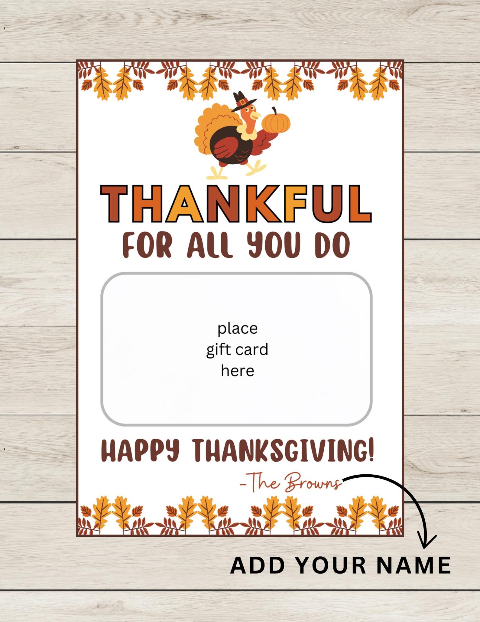 Editable Thanksgiving Gift Card Holder - Etsy