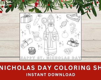 Saint Nicholas Day Colouring Pages – 2-page Printable Kids Activity ...