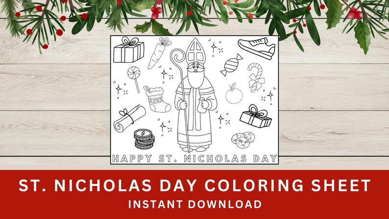 Saint Nicholas Day Coloring Page | Printable Holiday Activity (PDF) - Etsy
