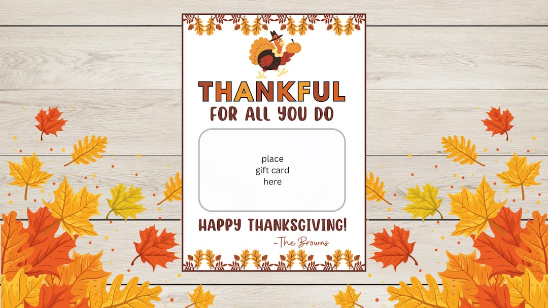 Editable Thanksgiving Gift Card Holder - Etsy