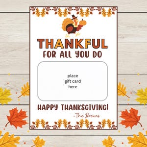 Editable Thanksgiving Gift Card Holder - Etsy