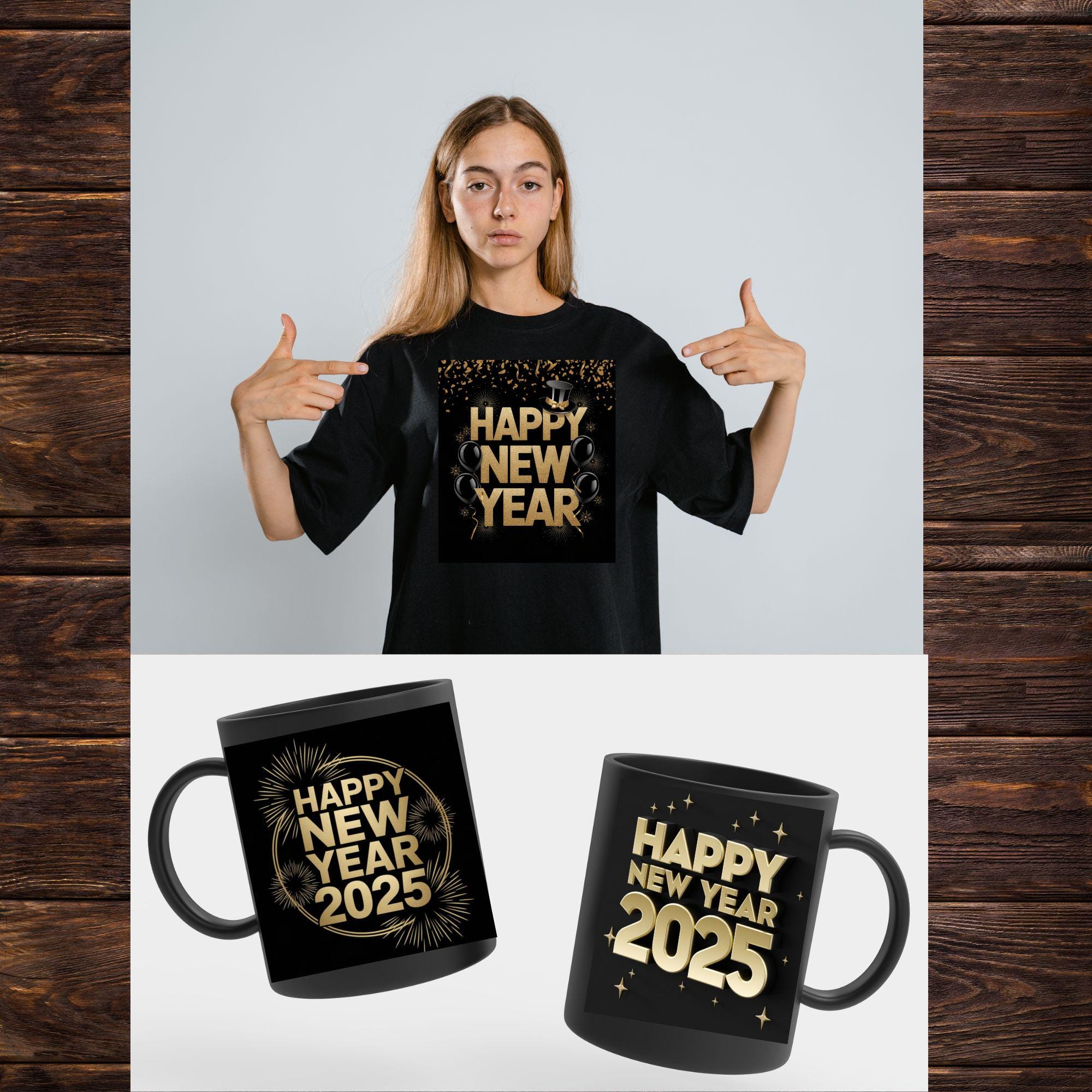 Happy New Year 2025 Templates/15 Black& Gold New Year Design Templates ...