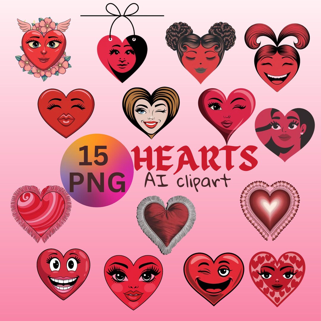 Heart Clipart Set,valentine Heart Png,hearts Png,cute Hearts Png,red ...