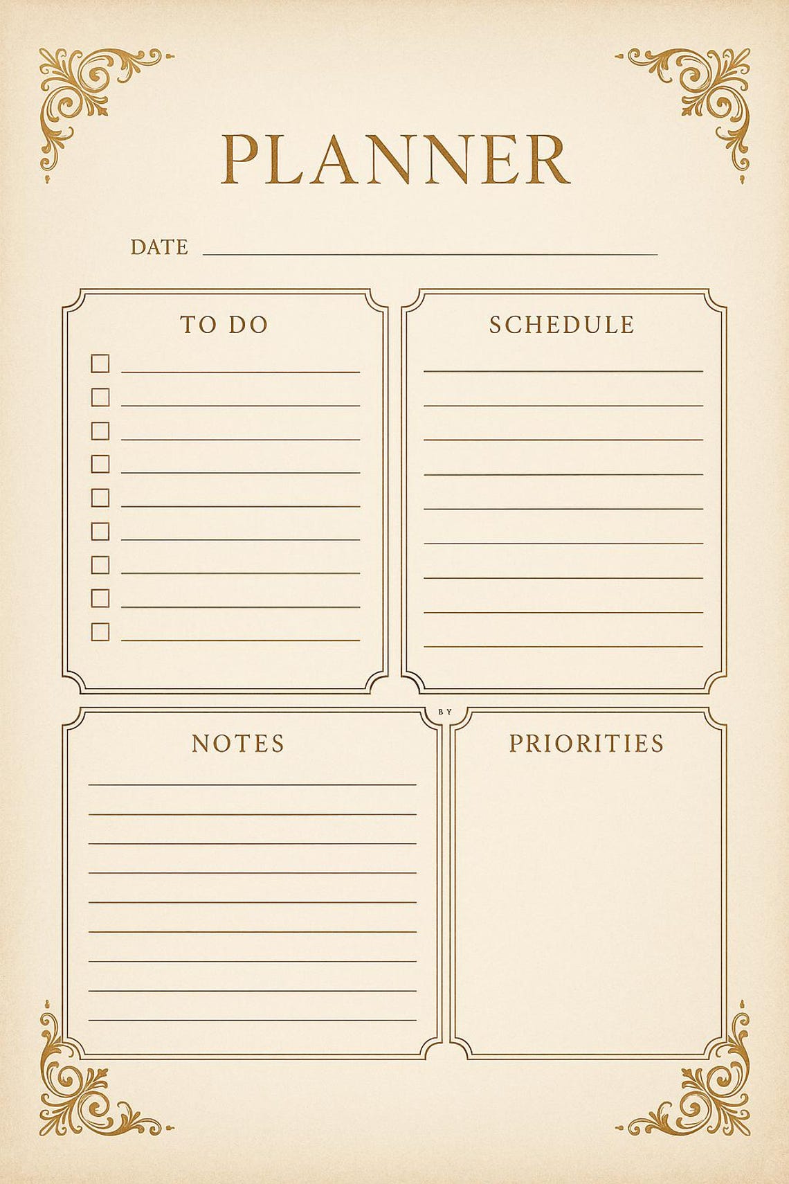 Vintage Daily Planner Template - Etsy