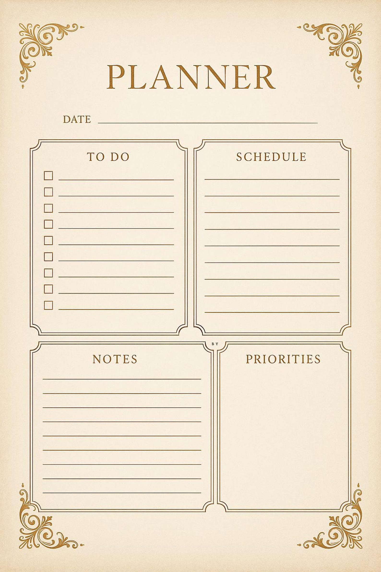 Vintage Daily Planner Template - Etsy