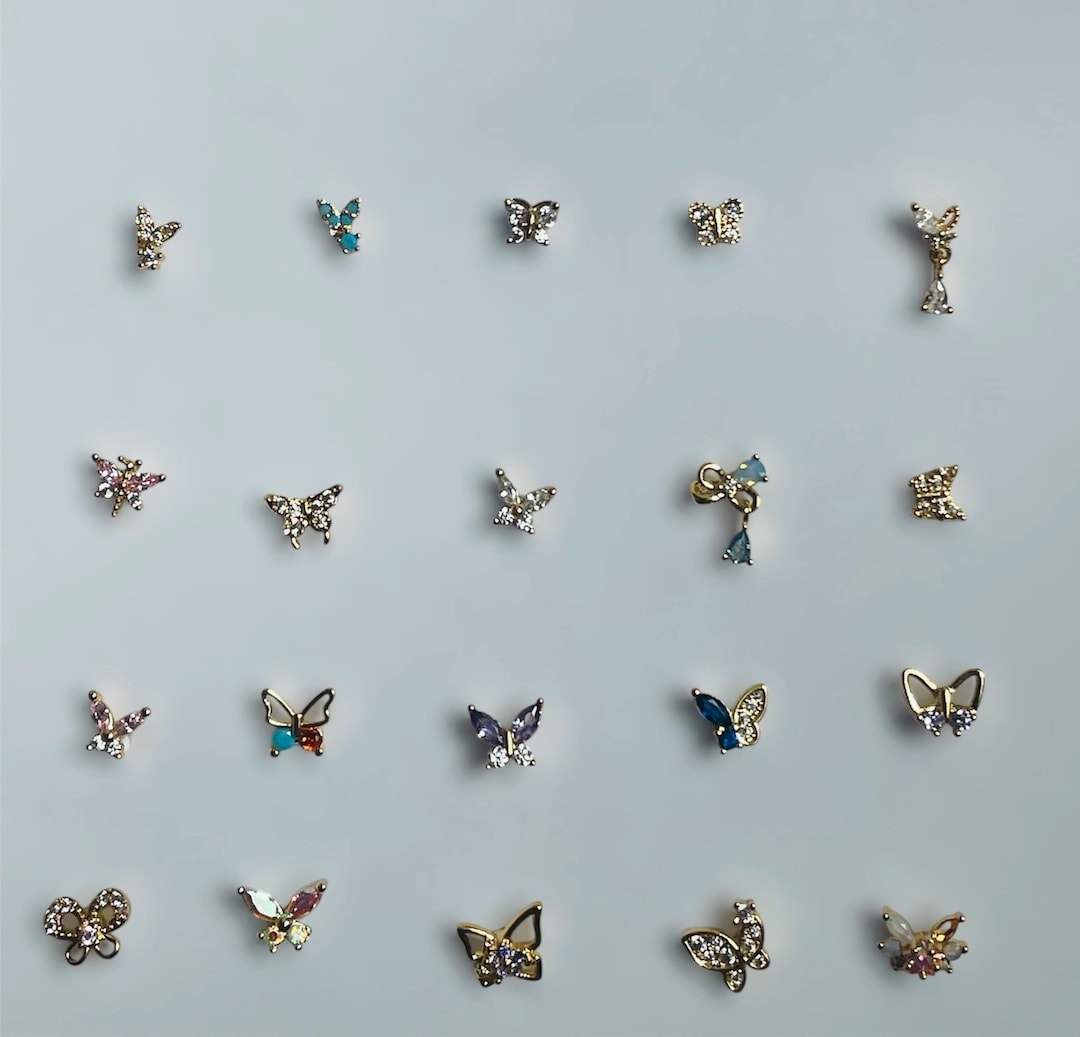 Butterfly Nose Stud Ring | 20 Gauge L Rod | Stainless Steel - Etsy