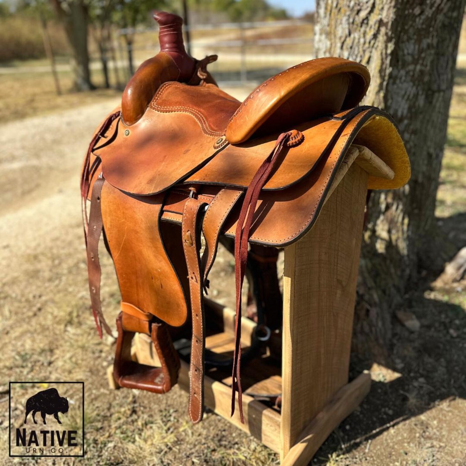 Handcrafted Saddle Rack Display – Rustic Wooden Saddle Holder for Home ...
