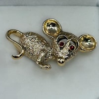 Rhinestone Rat Brooch - Squeaky Lil' Ratty Pin - Etsy