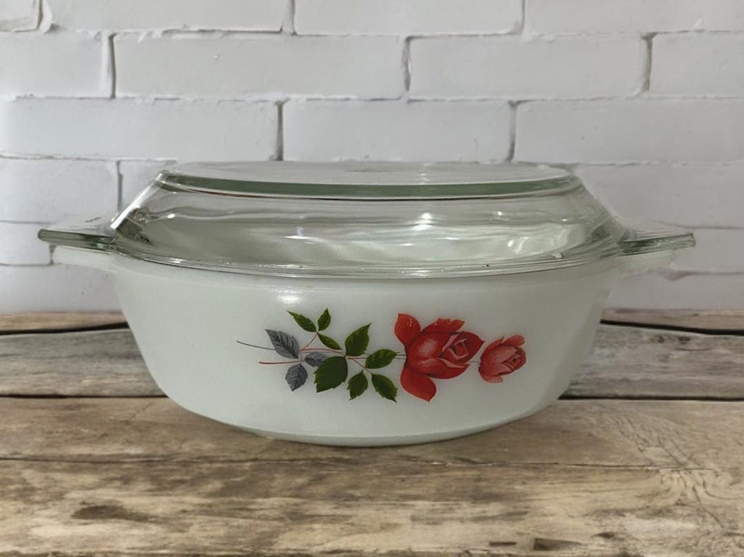 Vintage JAJ Pyrex June Roses Casserole With Lid - JAJ Made in England ...