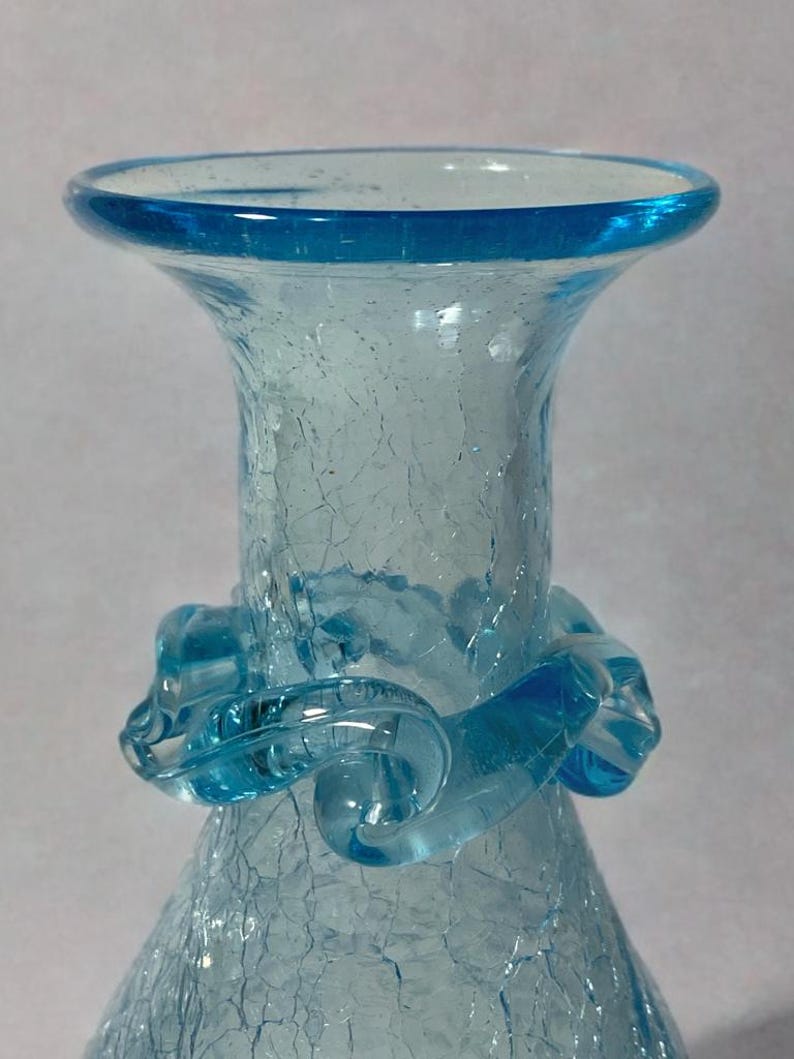 Blenko Crackle Vase and Top Hat Art Glass Manganese Glass - Etsy
