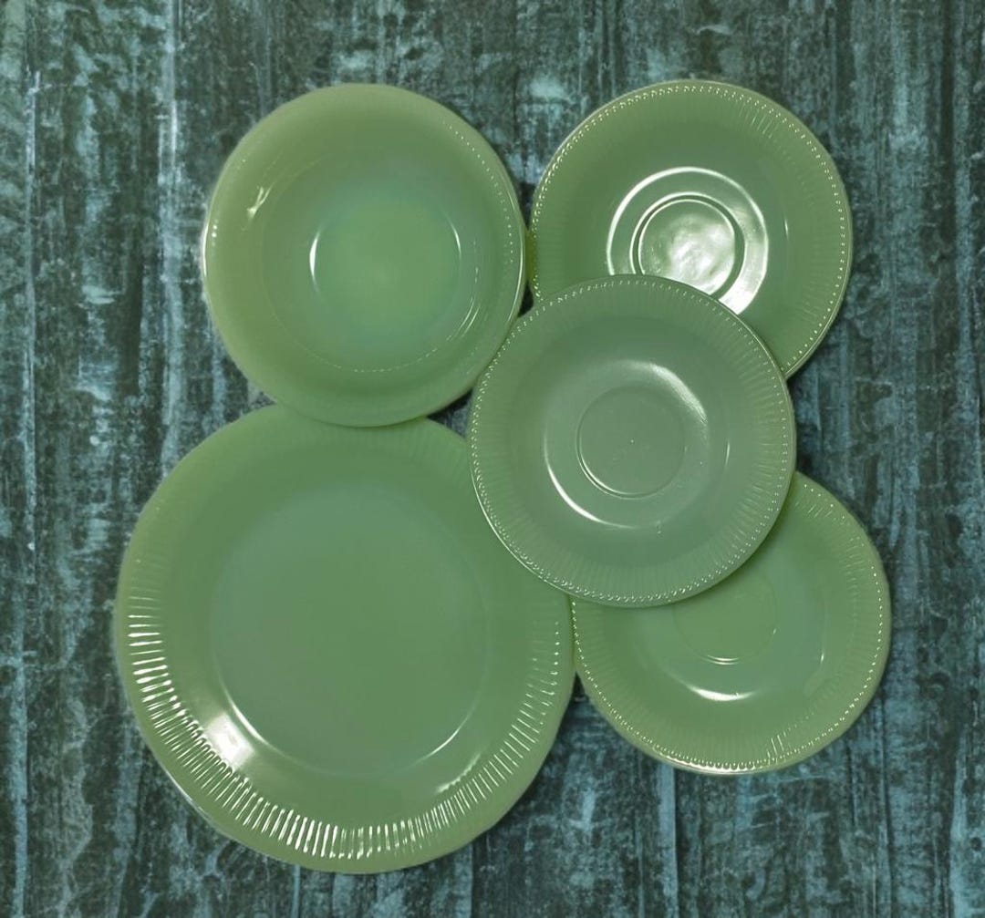 Vintage Jadeite - Jane Ray Fire King Jadeite Dish Set - Fire King ...