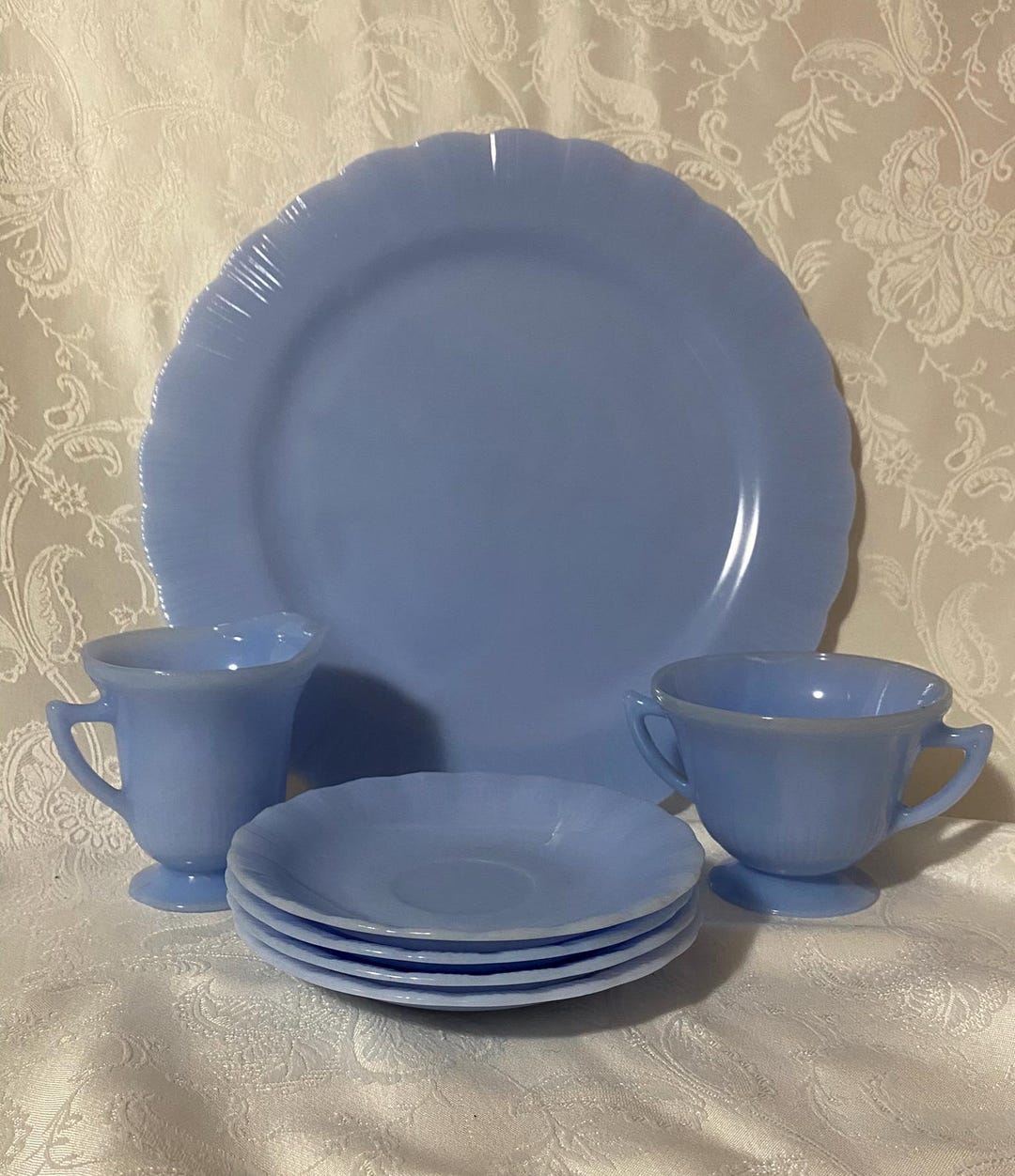 Pyrex Delphite Blue Dish Set - Cake Plate, Dessert Plates, Sugar and ...
