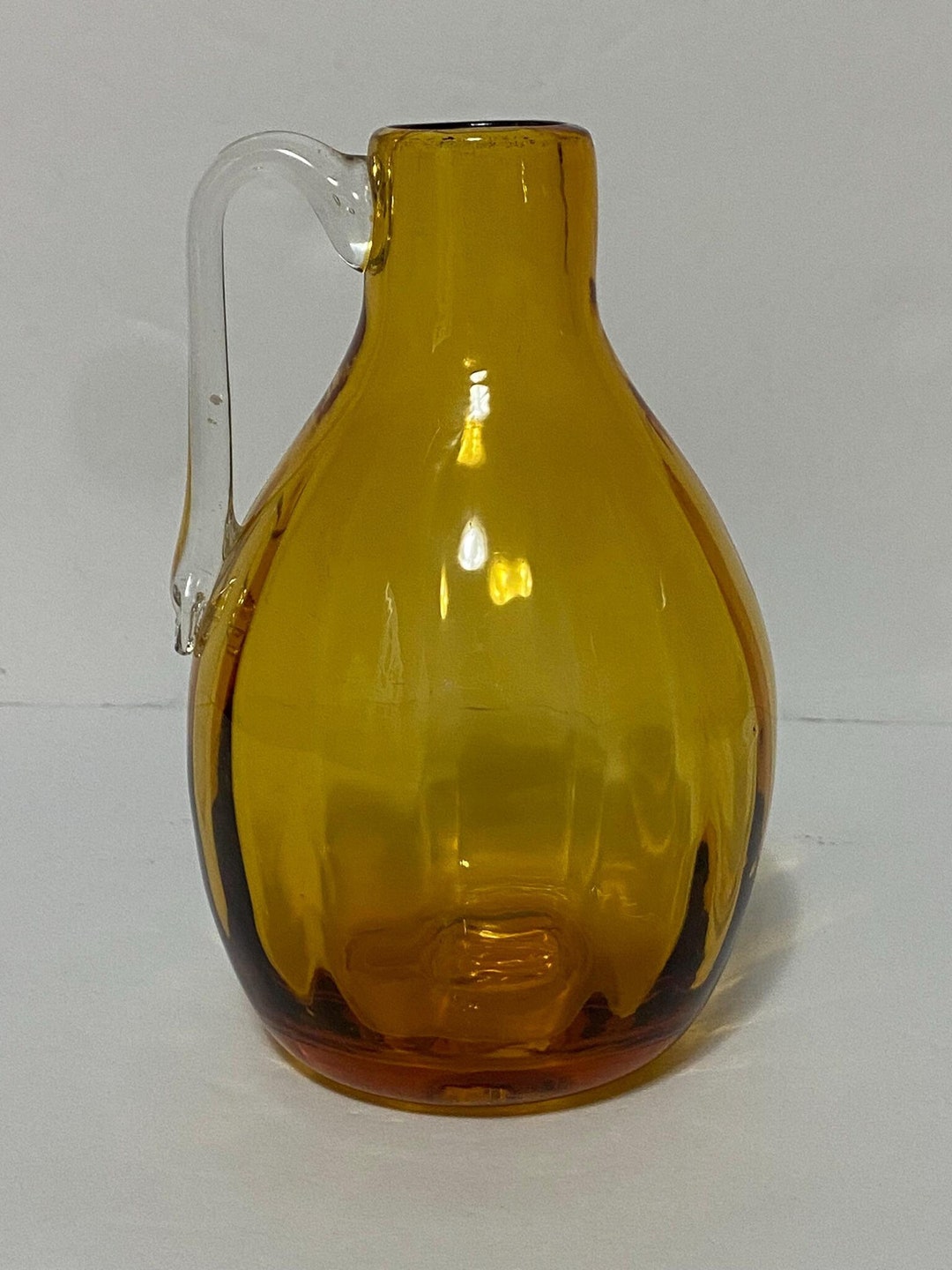 Vintage Handblown Amber Glass Jug With Handle - Etsy