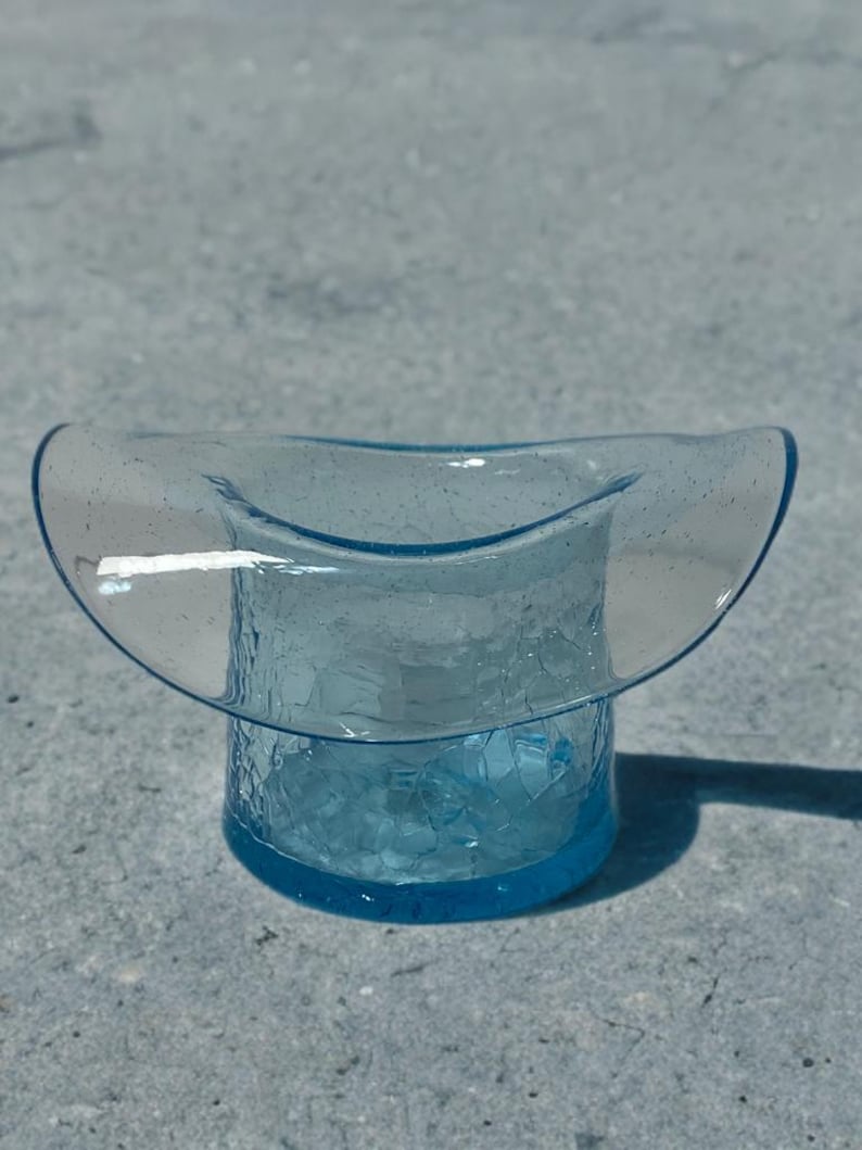 Blenko Crackle Vase and Top Hat Art Glass Manganese Glass - Etsy