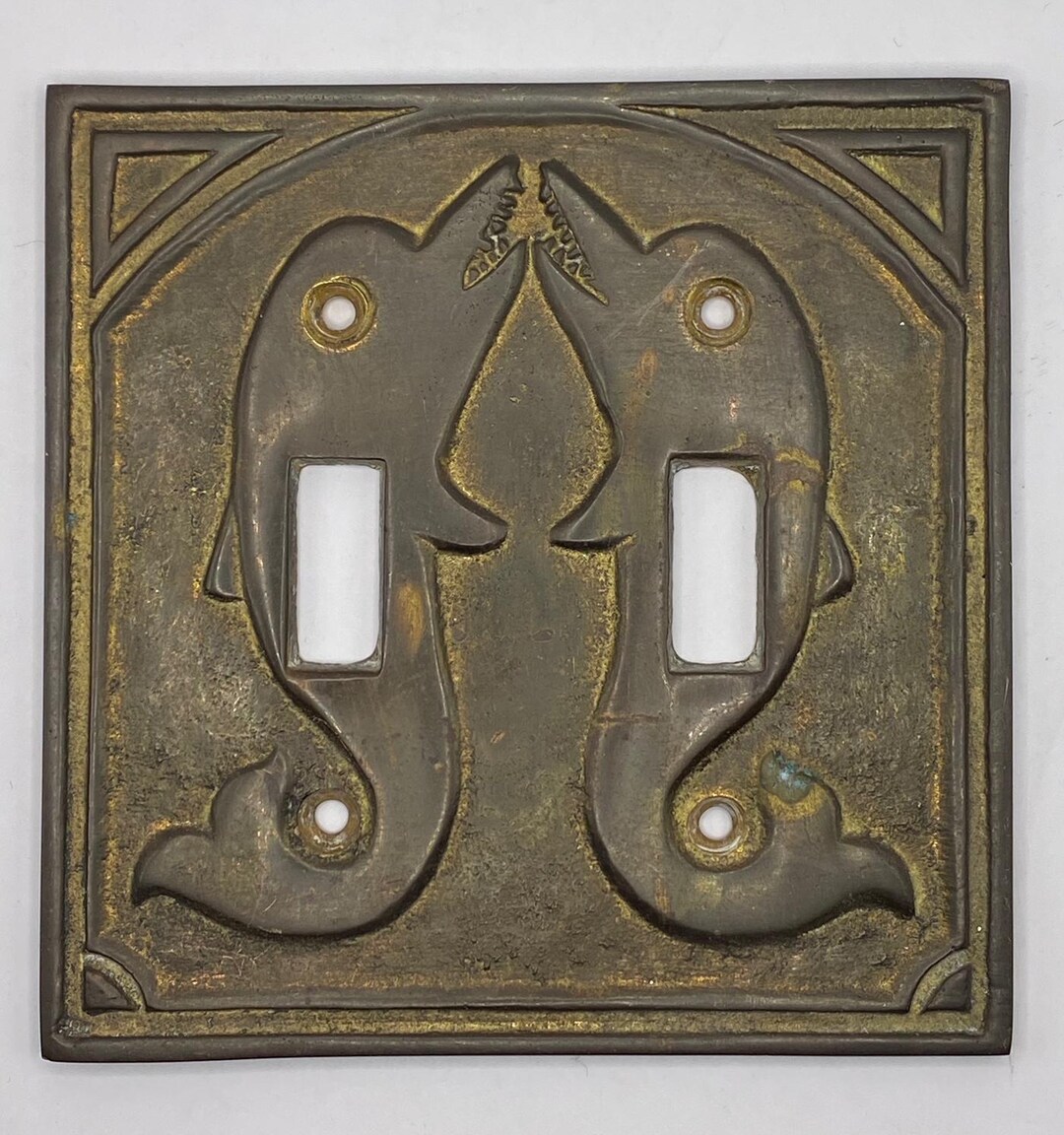 Rare Odd Vintage Dolphins With Teeth Solid Art Deco Brass Light Switch ...