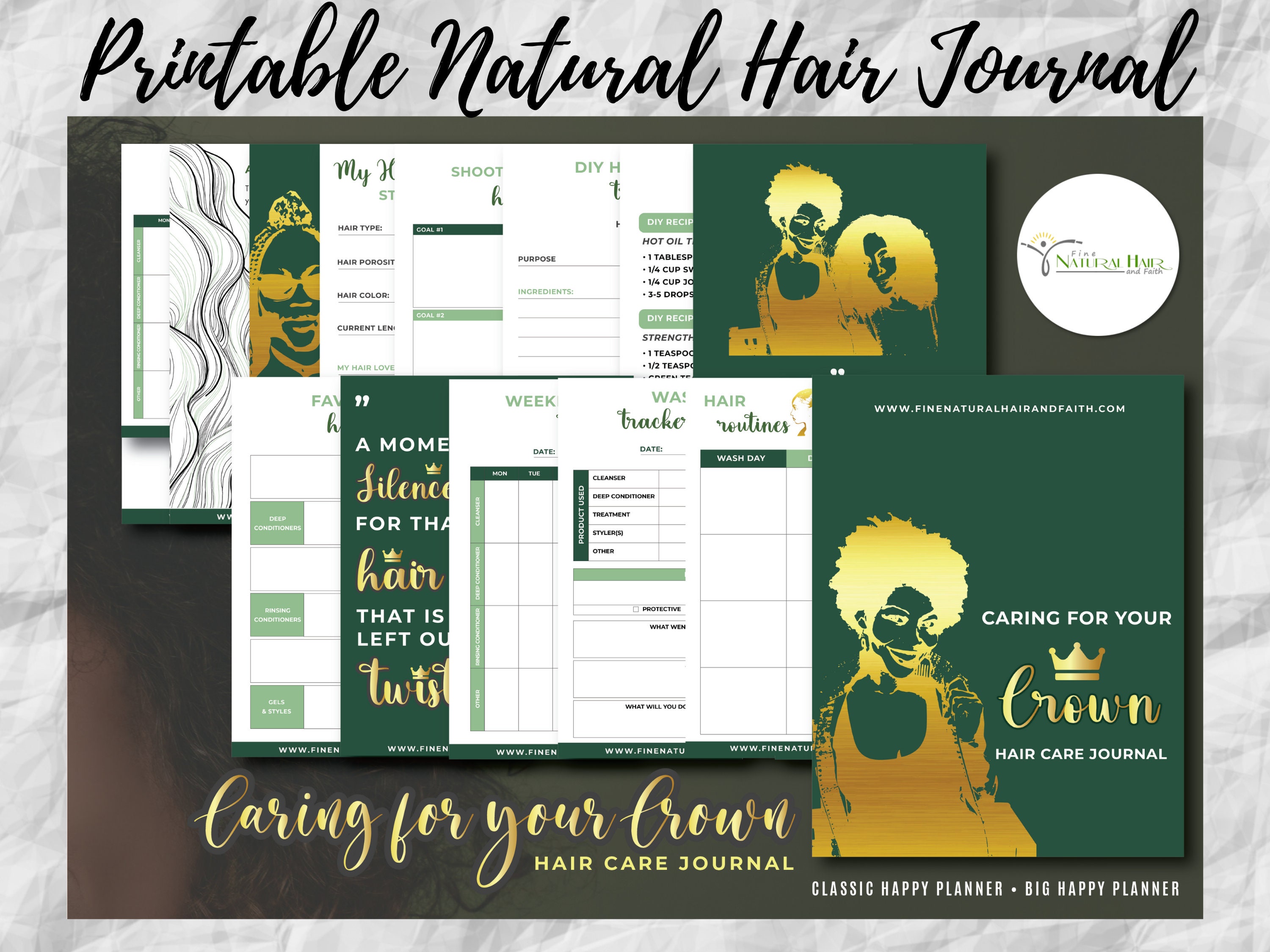Hair Care Planner Printable, Hair Care Journal and Beauty Planner, Hair ...