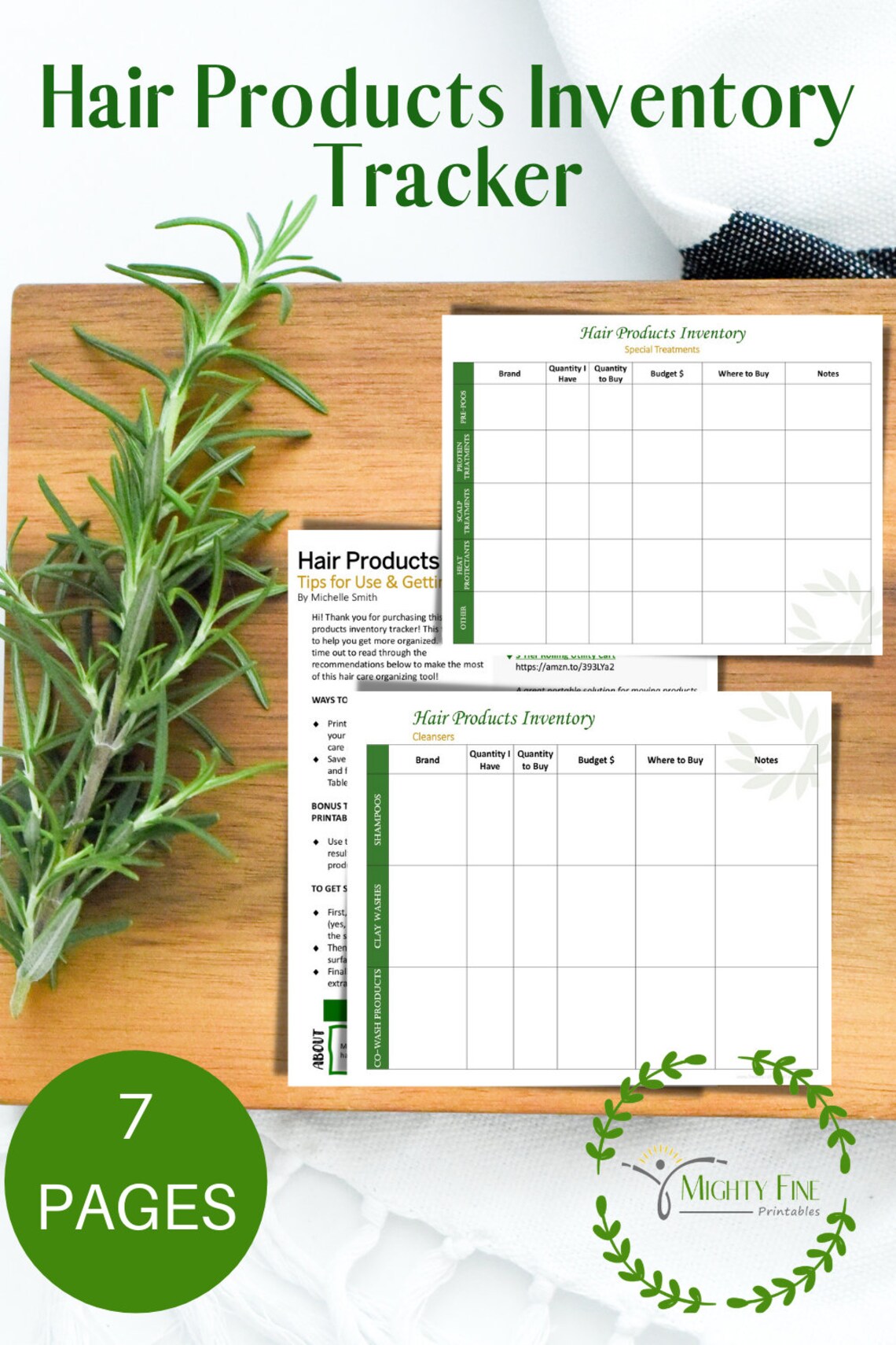 Hair Products Inventory Tracker, Beauty Tracker Printable, Curly Hair ...