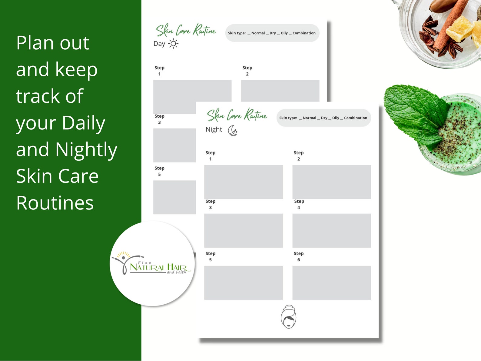 Skin Care Planner Printable & Beauty Routine Tracker, Self Care Planner ...