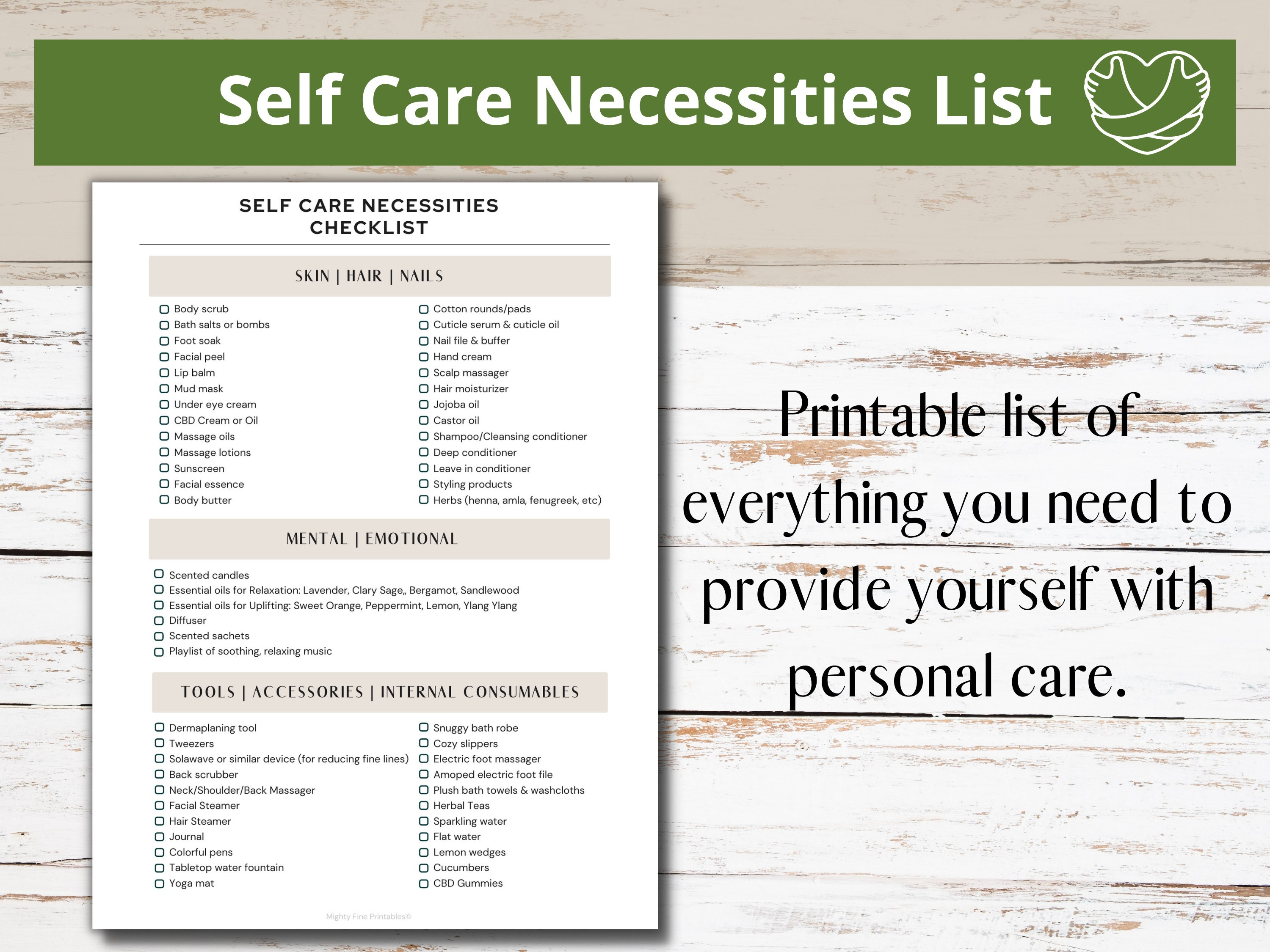 Women's Self Care Printable: Self Care Toolkit Bundle, Health & Beauty ...