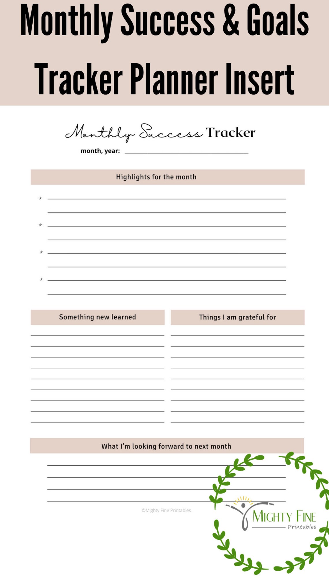 Monthly Success Tracker Printable, Goal Tracker Monthly Template - Etsy ...
