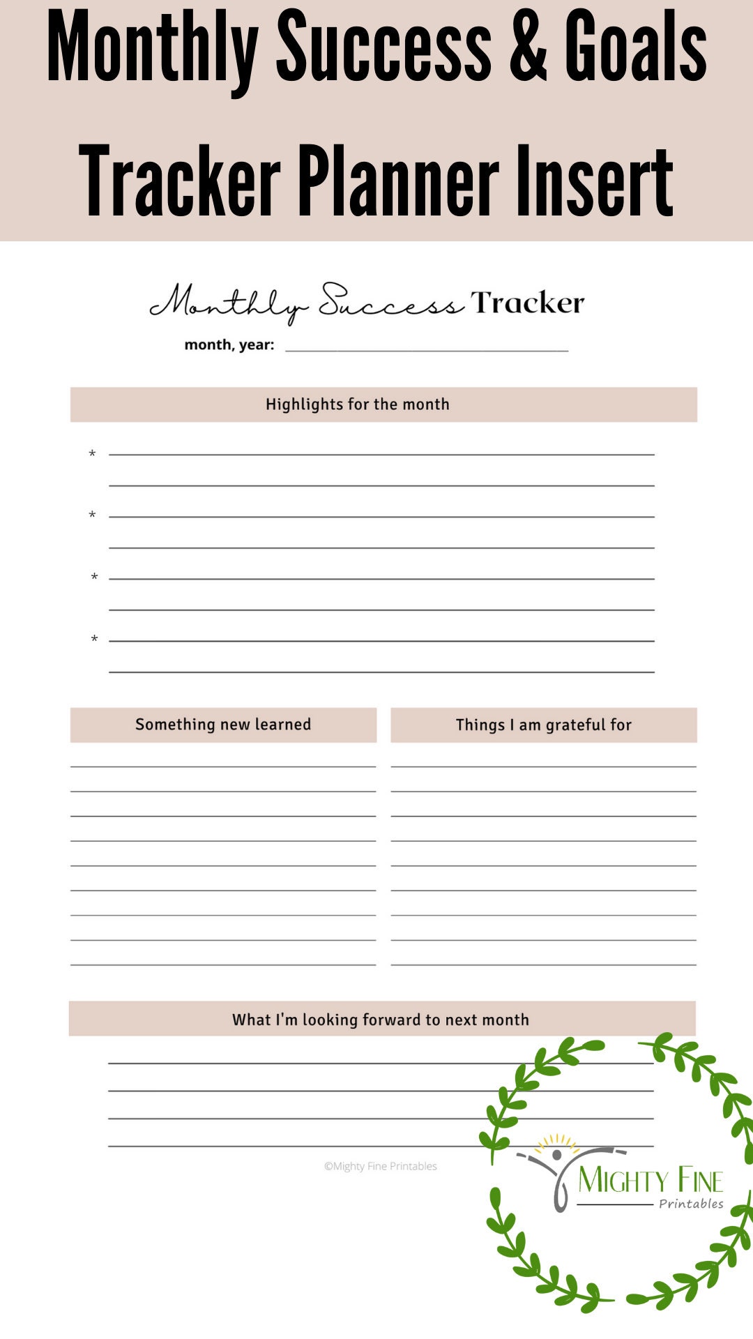 Monthly Success Tracker Printable, Goal Tracker Monthly Template - Etsy ...