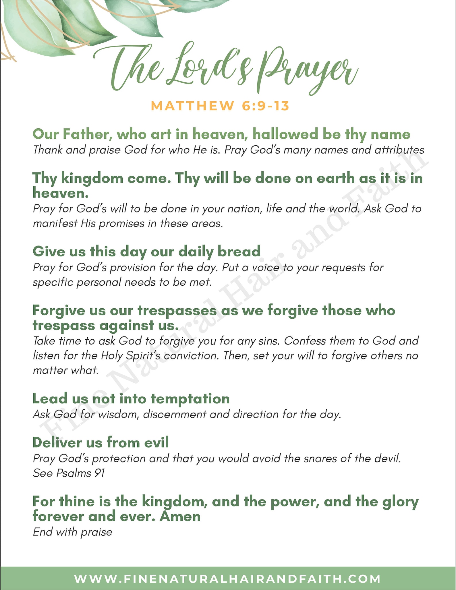 The Lord's Prayer PDF, Prayer Journal Printable for Christian Faith ...