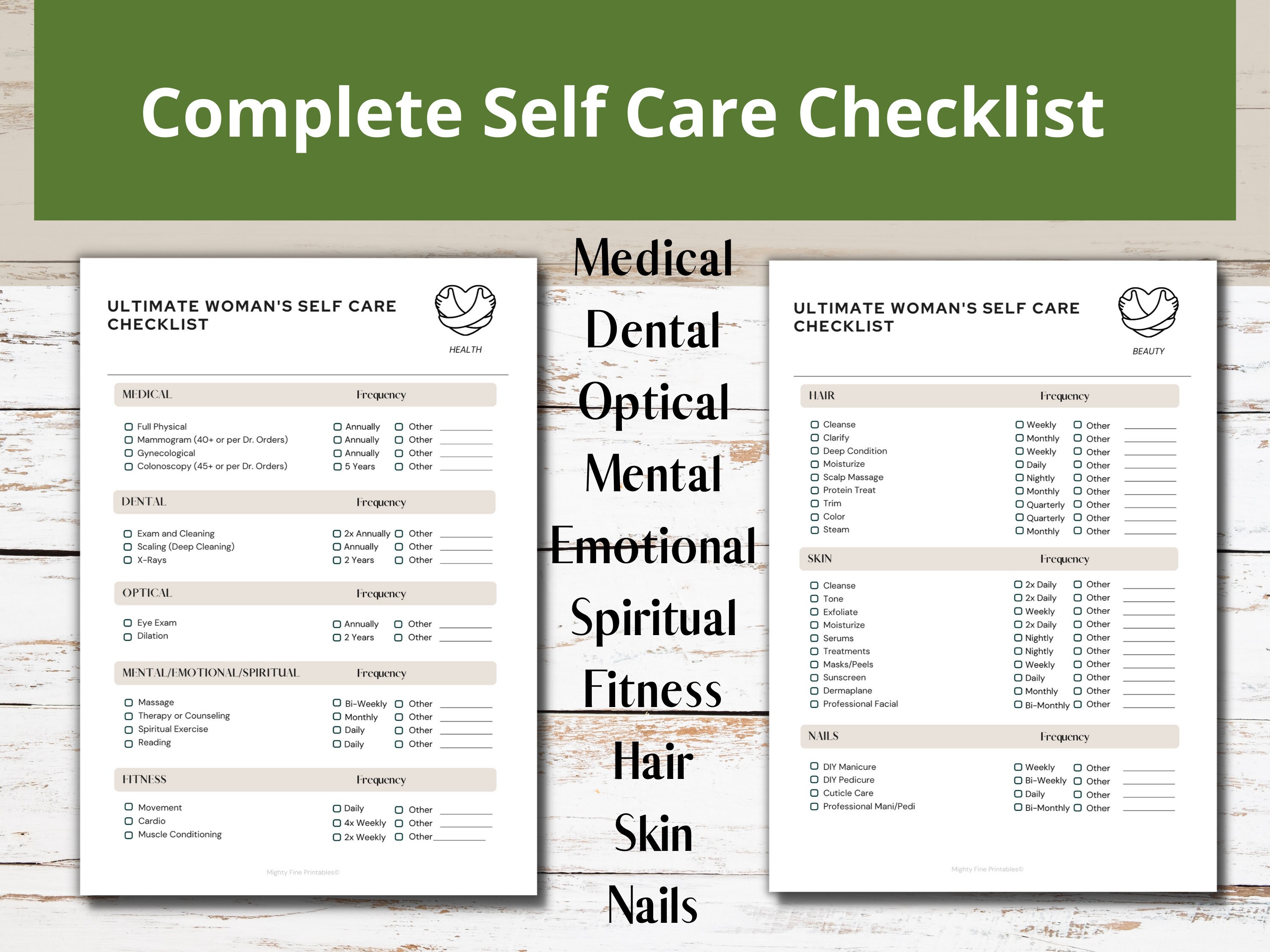 Women's Self Care Printable: Self Care Toolkit Bundle, Health & Beauty ...