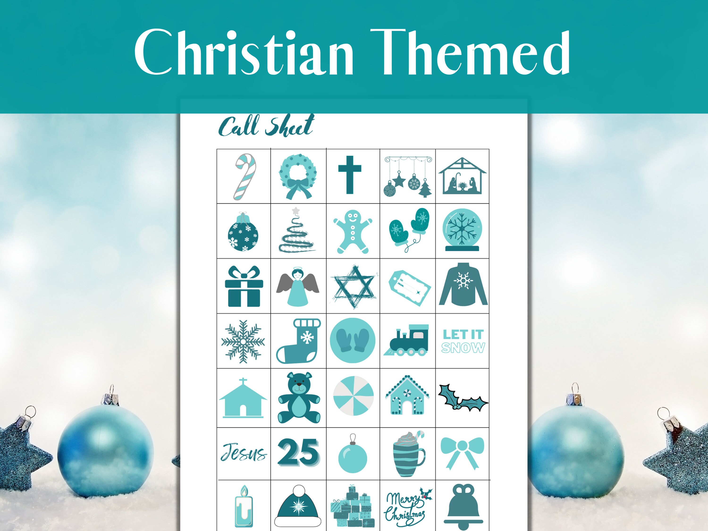 Christian Bingo Game Holiday Printable Christmas Bingo - Etsy