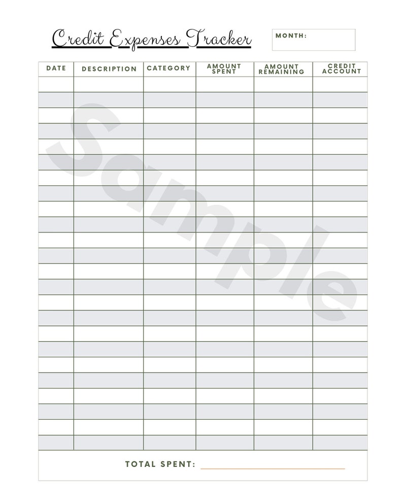 Credit Expenses Tracker Printable - Etsy