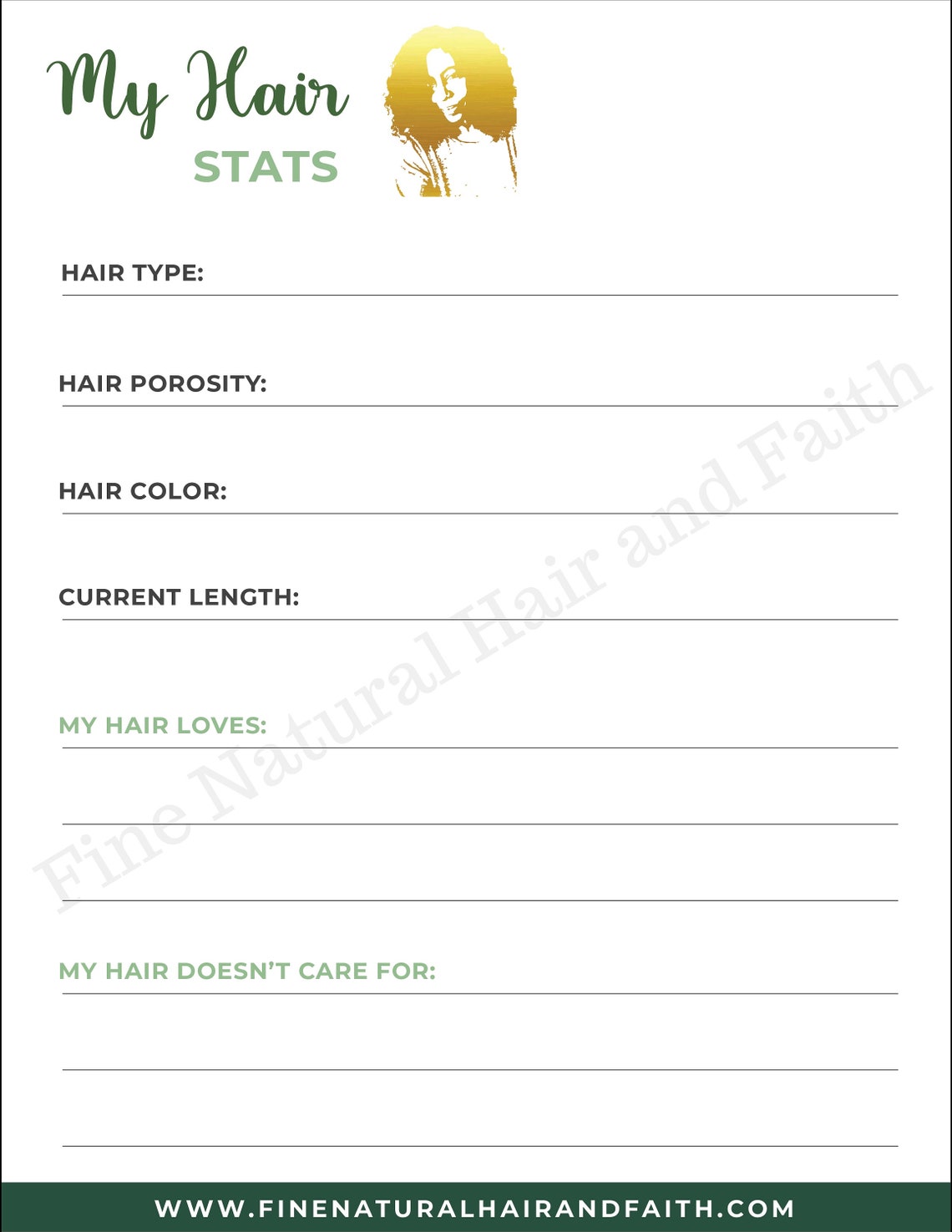 Hair Care Planner Printable, Hair Care Journal and Beauty Planner, Hair ...