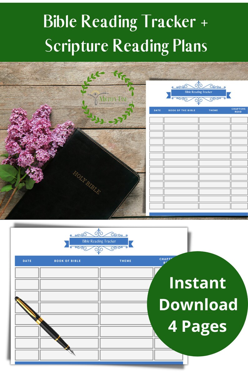 Scripture Reading Tracker With Bible Reading Plans: Bible Reading Log ...