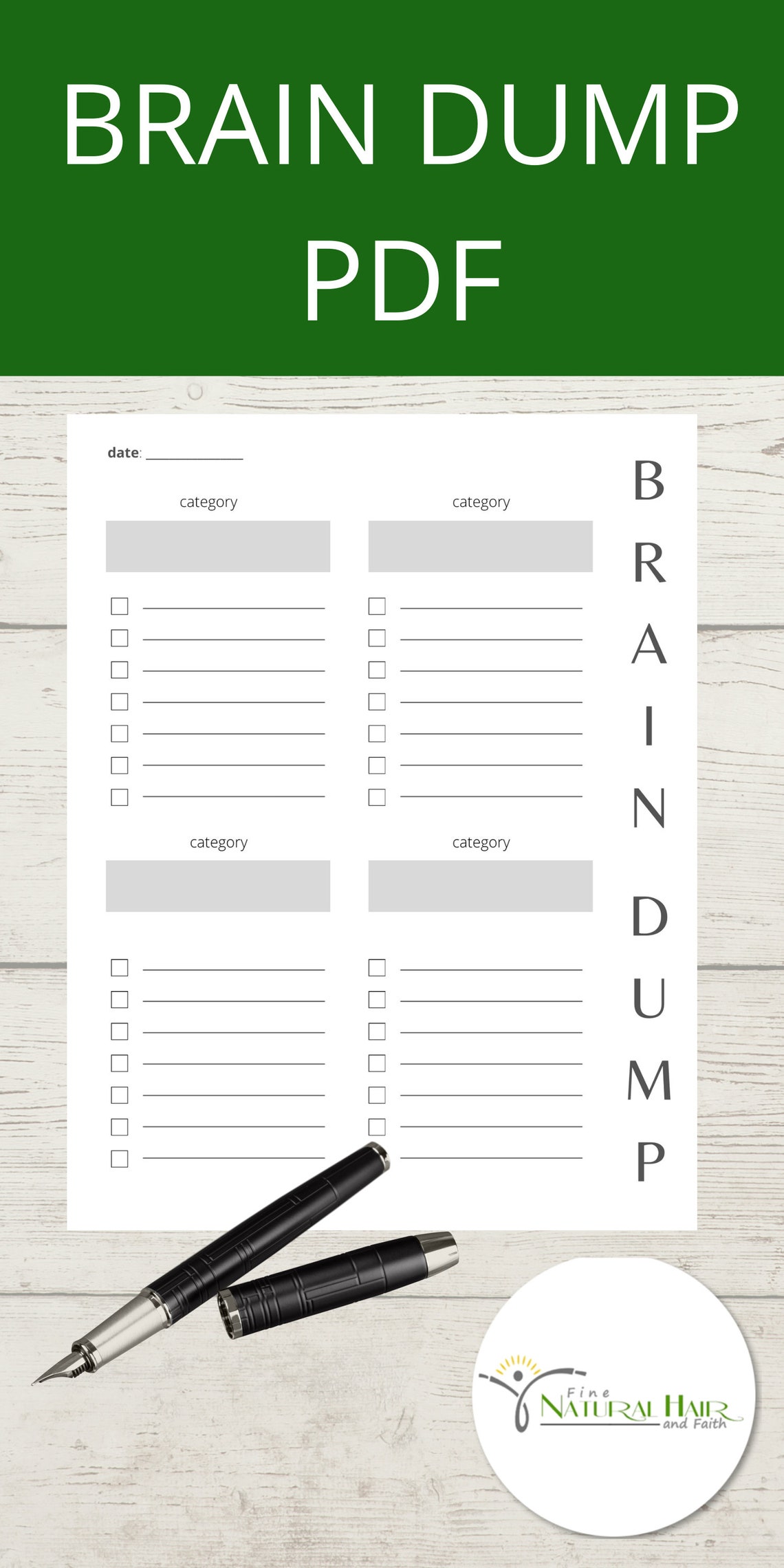 Brain Dump Worksheet, Productivity Planner Insert, Printable Brain Dump ...