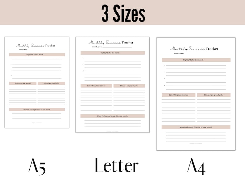 Monthly Success Tracker Printable, Goal Tracker Monthly Template - Etsy ...