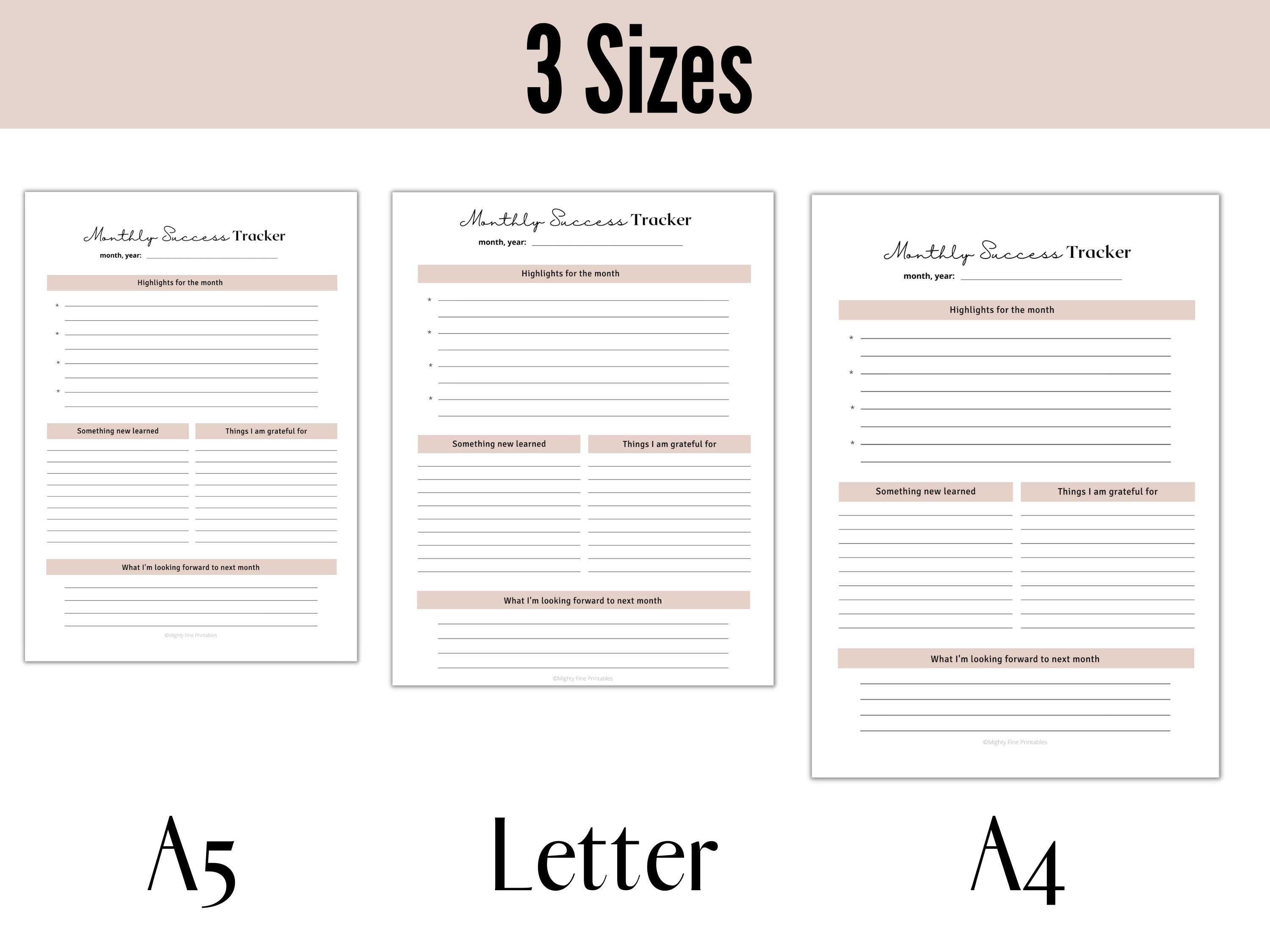 Monthly Success Tracker Printable, Goal Tracker Monthly Template - Etsy