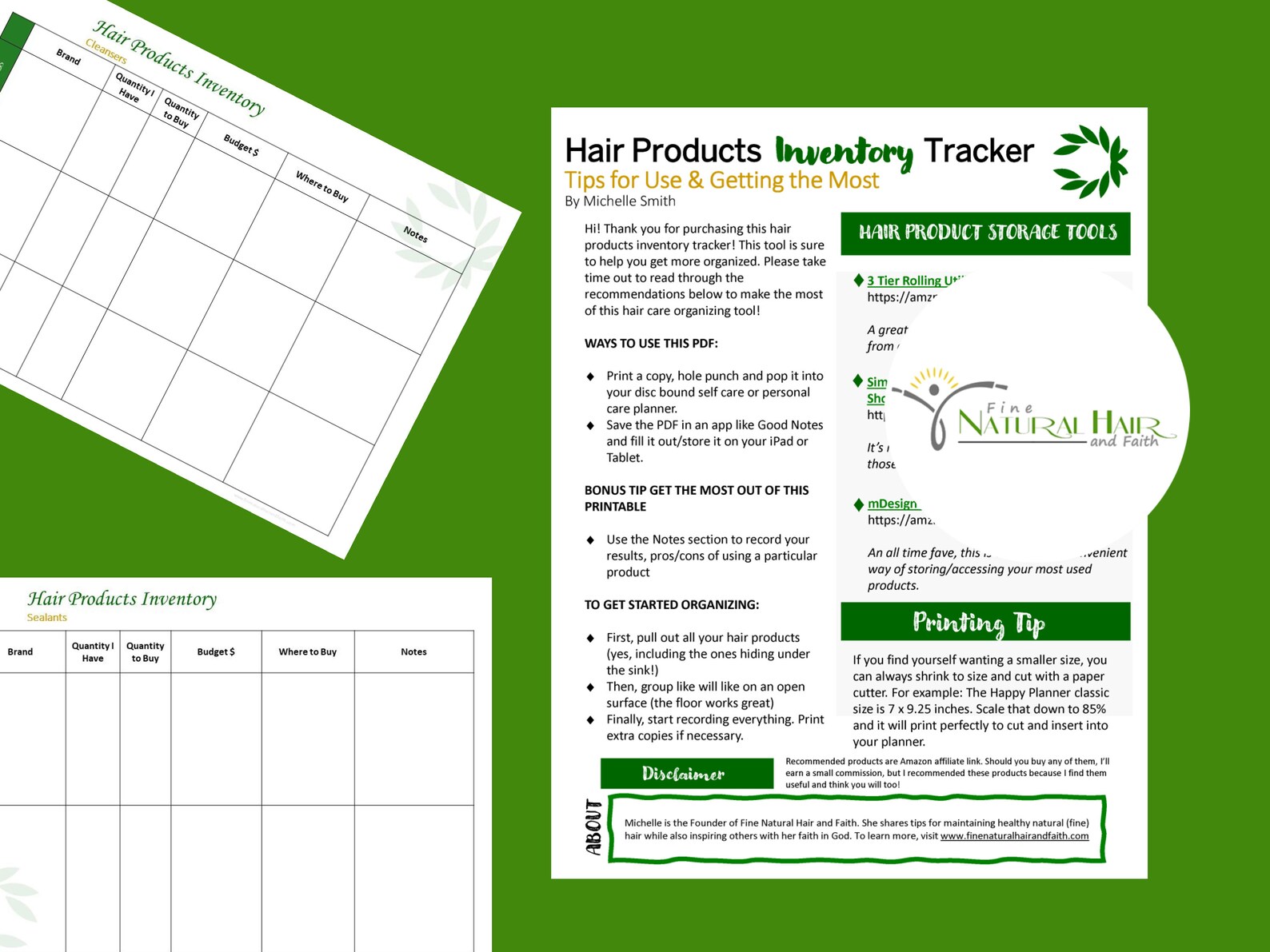 Hair Products Inventory Tracker Beauty Tracker Printable | Etsy