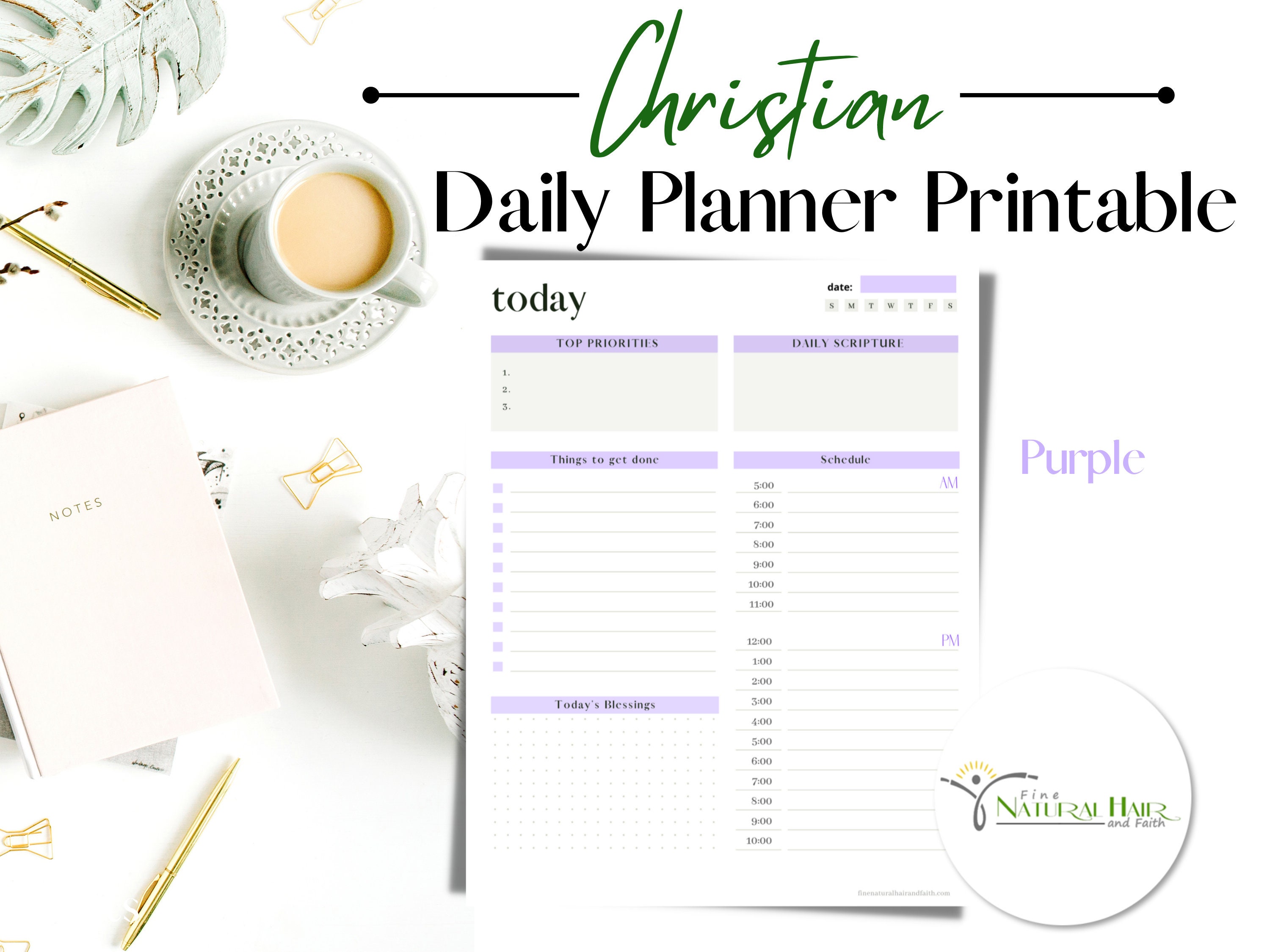 Christian Planner Daily Worksheet, Faith Inspired Agenda, Routine ...