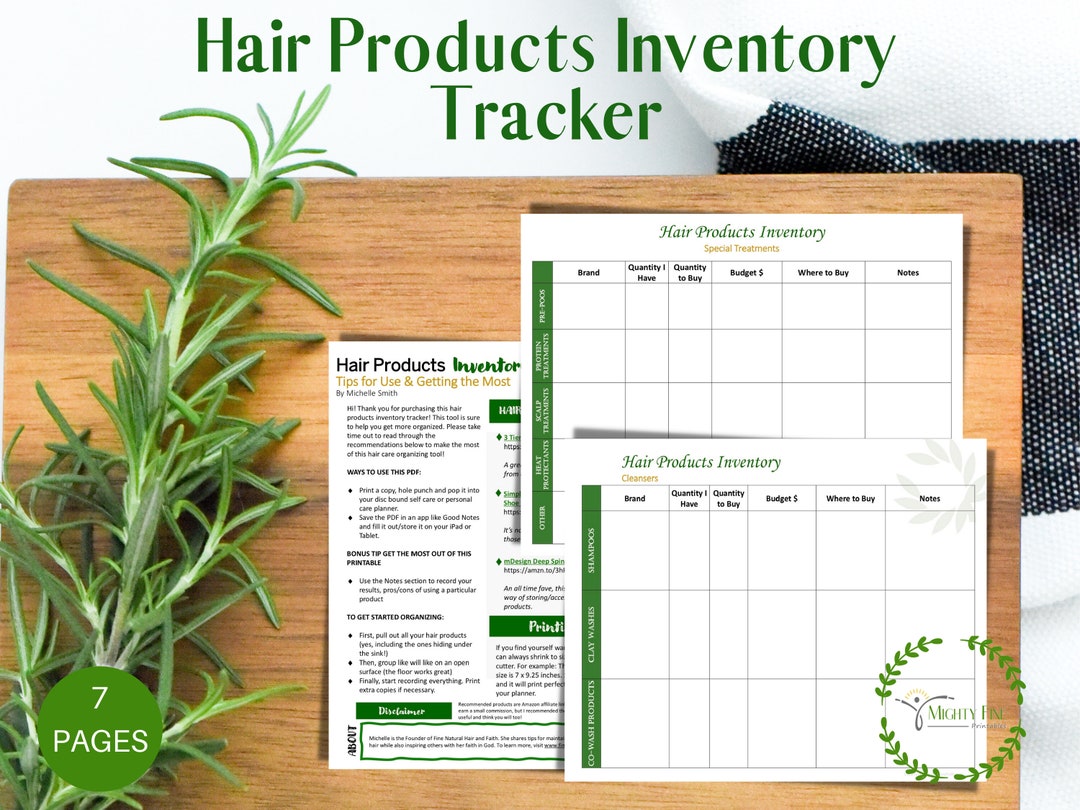Hair Products Inventory Tracker, Beauty Tracker Printable, Curly Hair ...