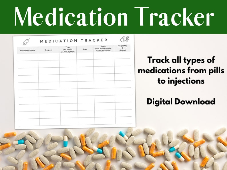Medication Tracker, Printable Medicine Tracking Sheet - Health ...