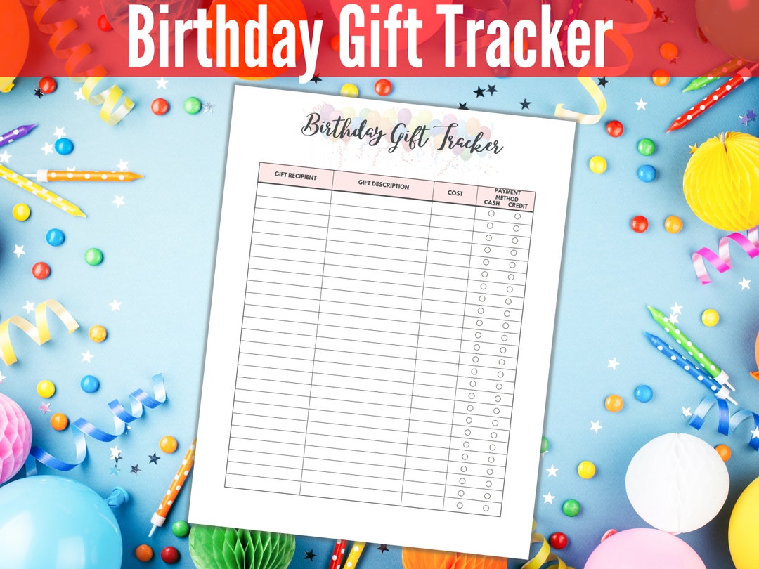 Birthday Gift Tracker | Birthday Present Tracking Printable - Etsy