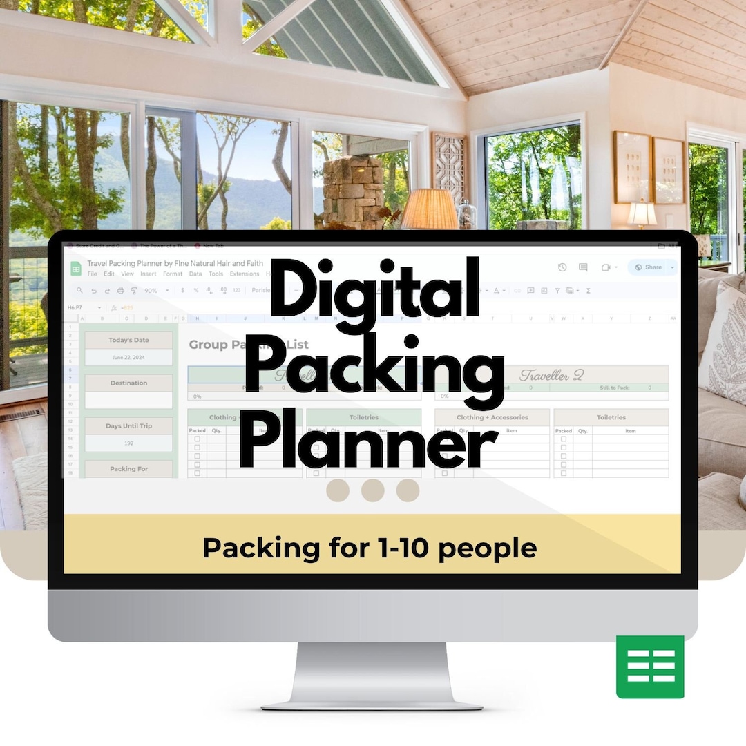 Digital Travel Packing List: Packing Planner Spreadsheet | Google ...