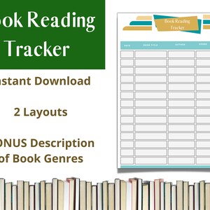 Reading Log, Book Tracker, Reading Habit Tracker and Book Genres ...