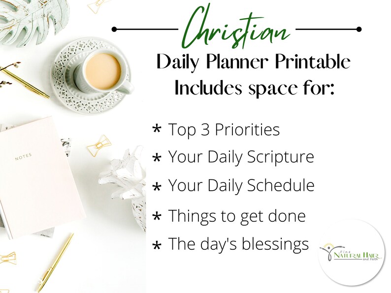 Christian Planner Daily Worksheet, Faith Inspired Agenda, Routine ...